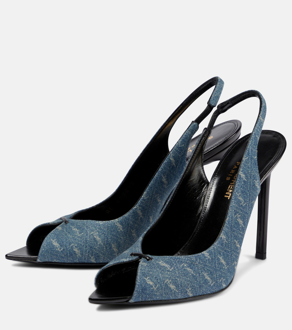 Saint Laurent - Lola 105 denim slingback sandals Saint Laurent