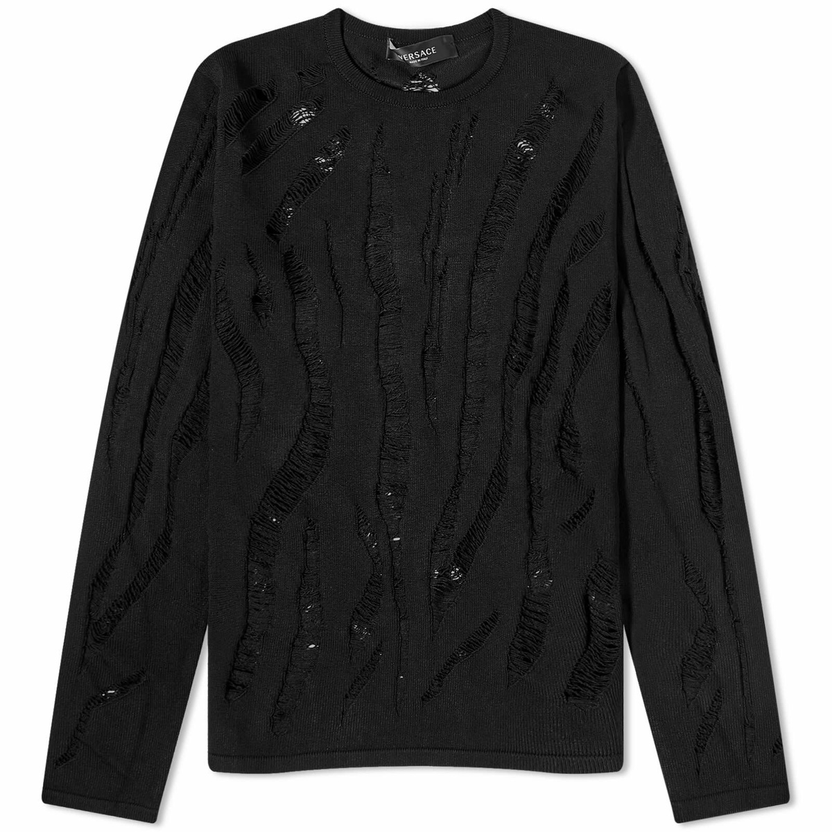 Versace Women's Slashed Knit Jumper in Black Versace