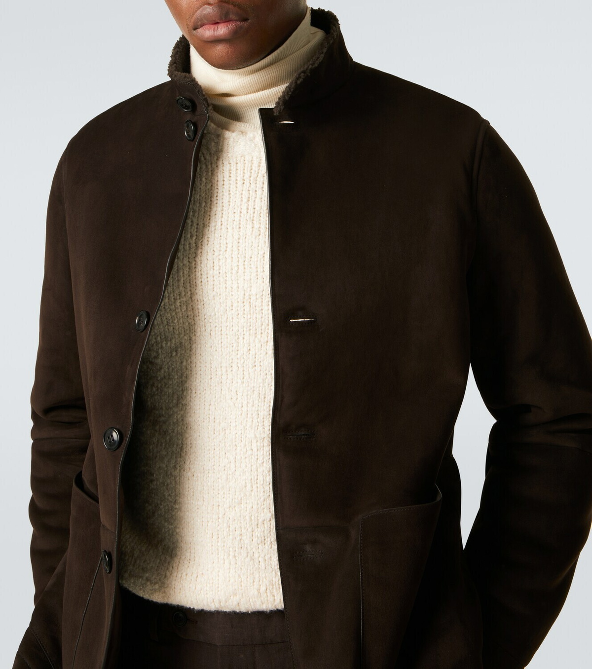 Zegna Il Conte shearling-trimmed suede jacket Zegna