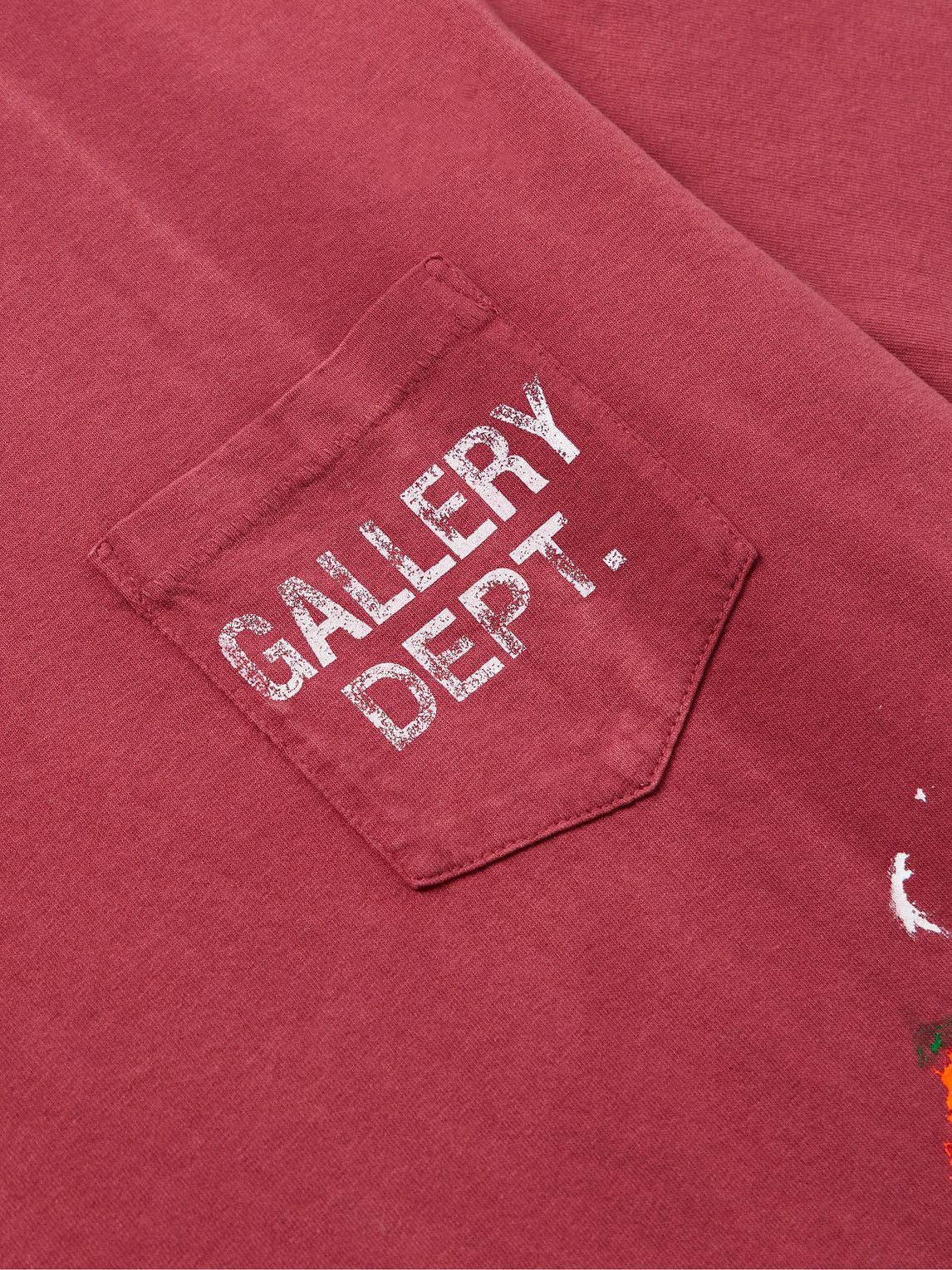 Gallery Dept. - Logo-Print Paint-Splattered Cotton-Jersey T-Shirt - Red ...