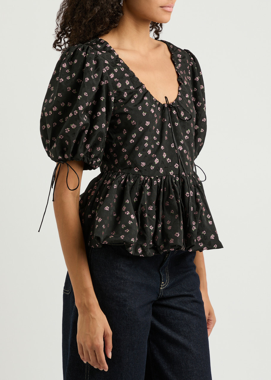 Sister Jane Pepper Floral-jacquard top Black Sister Jane