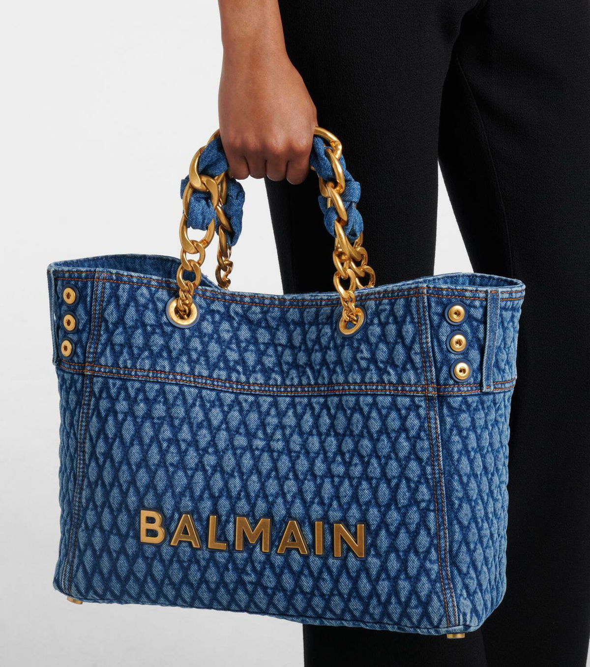 Balmain 1945 quilted denim tote bag Balmain