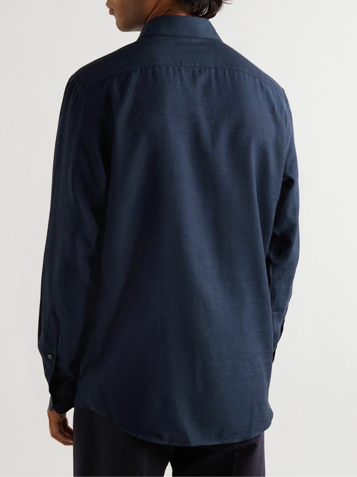 Zegna - Cotton and Cashmere-Blend Twill Shirt - Blue Zegna