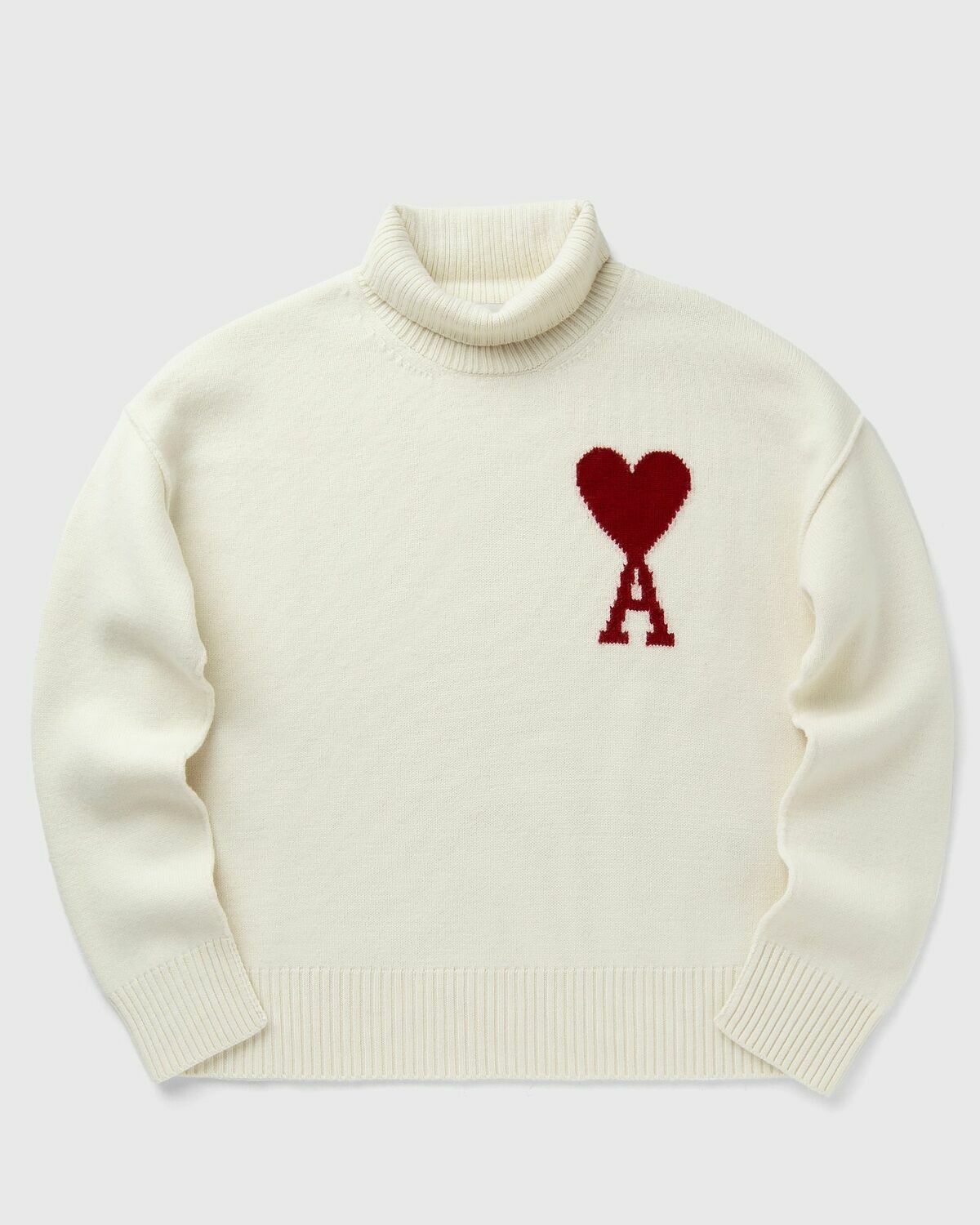 AMI Paris BOXY RED ADC SWEATER Beige Mens Pullover AMI
