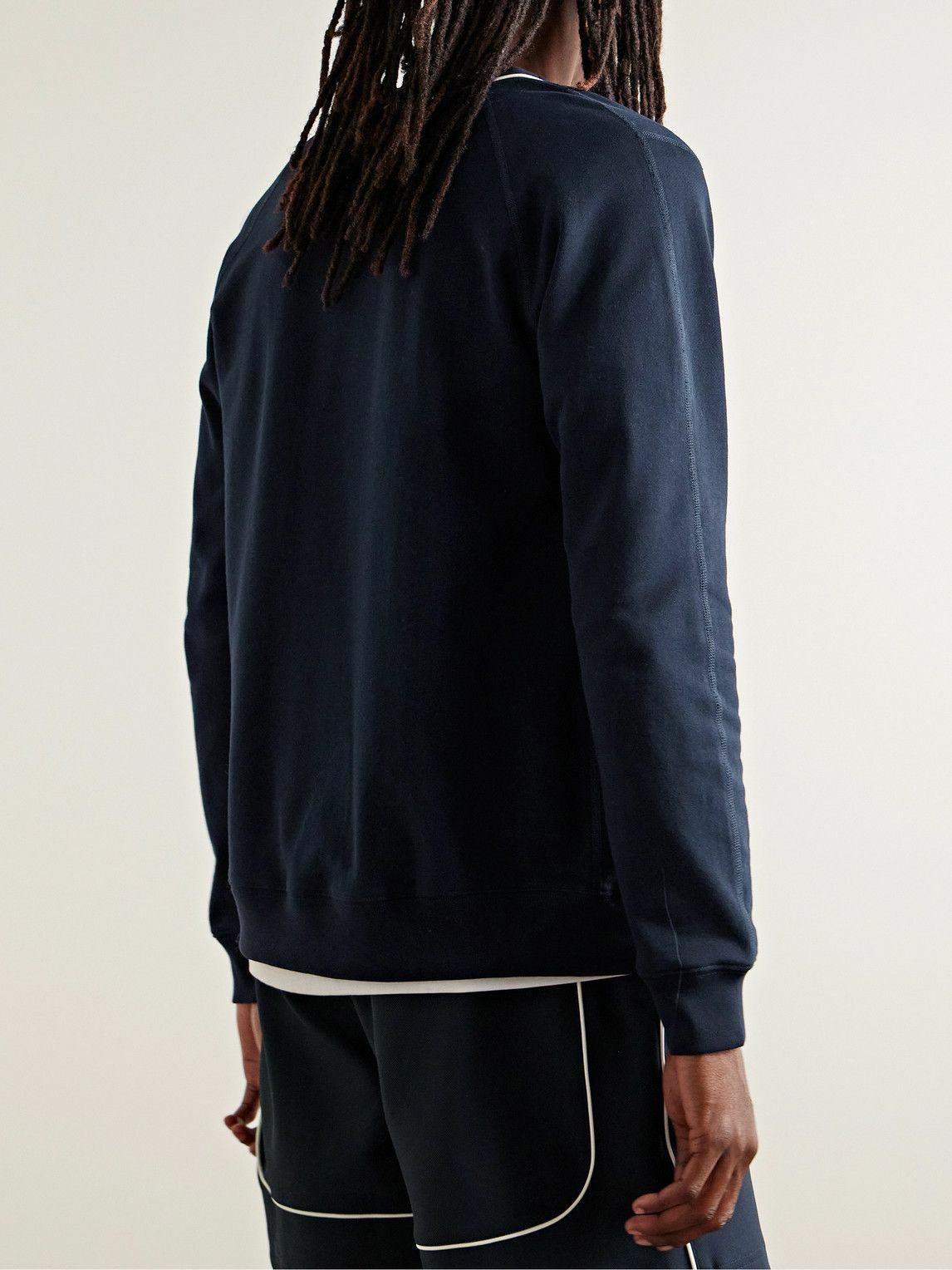 Reigning Champ - Prince Slim-Fit Logo-Appliquéd Piped Cotton-Jersey ...