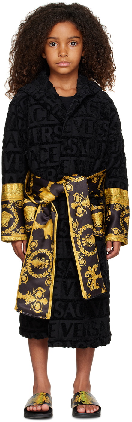 Versace Kids Black 'I Heart Baroque' Bathrobe Versace