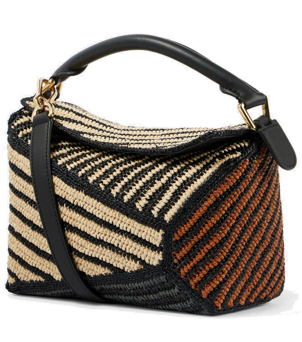 Loewe Puzzle Edge Small raffia shoulder bag Loewe