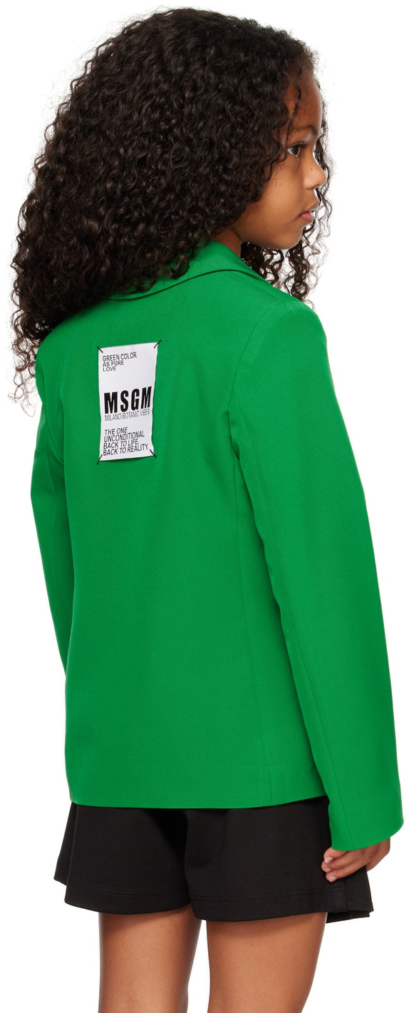 MSGM Kids Kids Green Double-Breasted Blazer