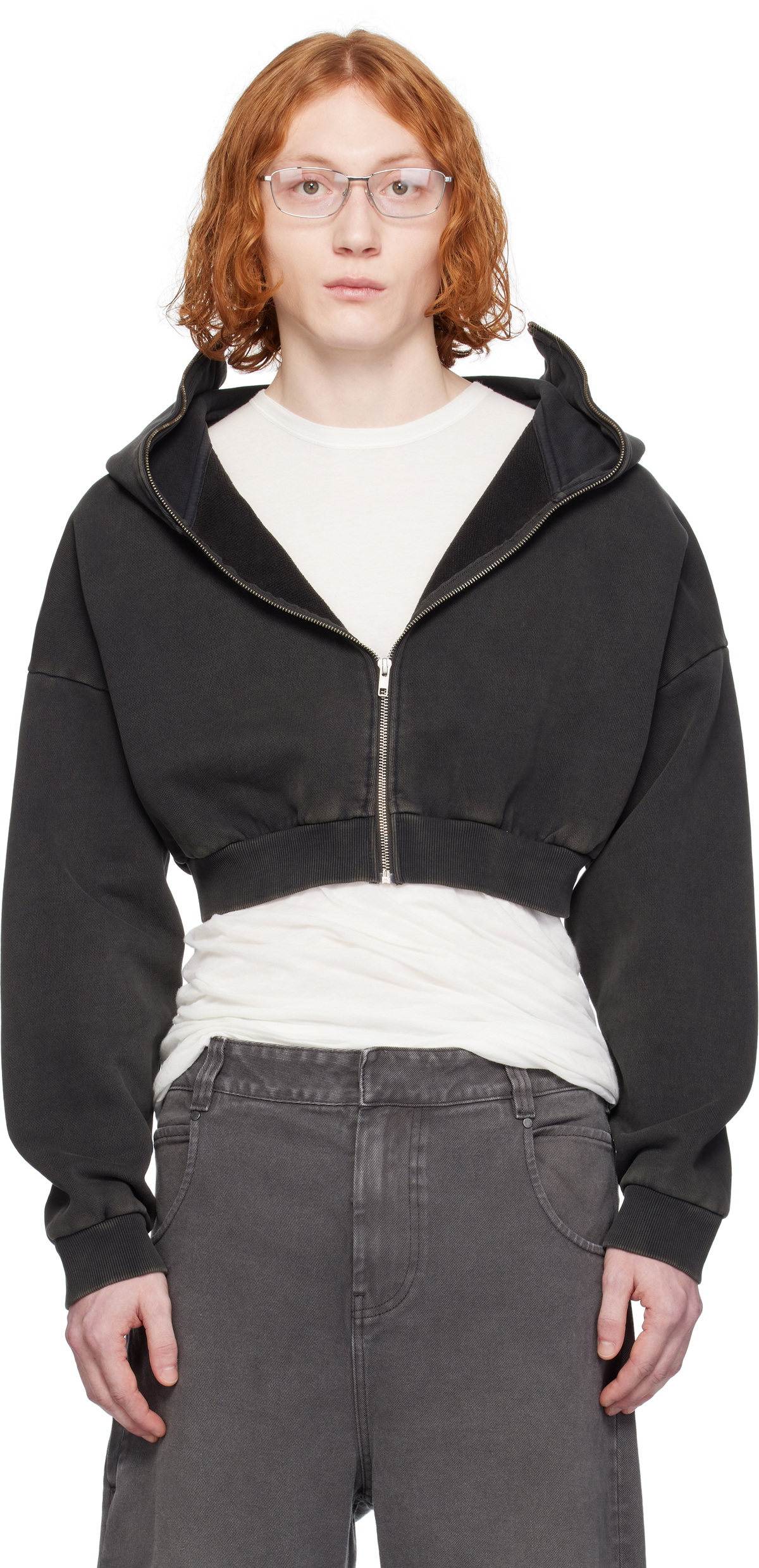 Entire Studios Black Cropped Full Zip Hoodie Entire Studios