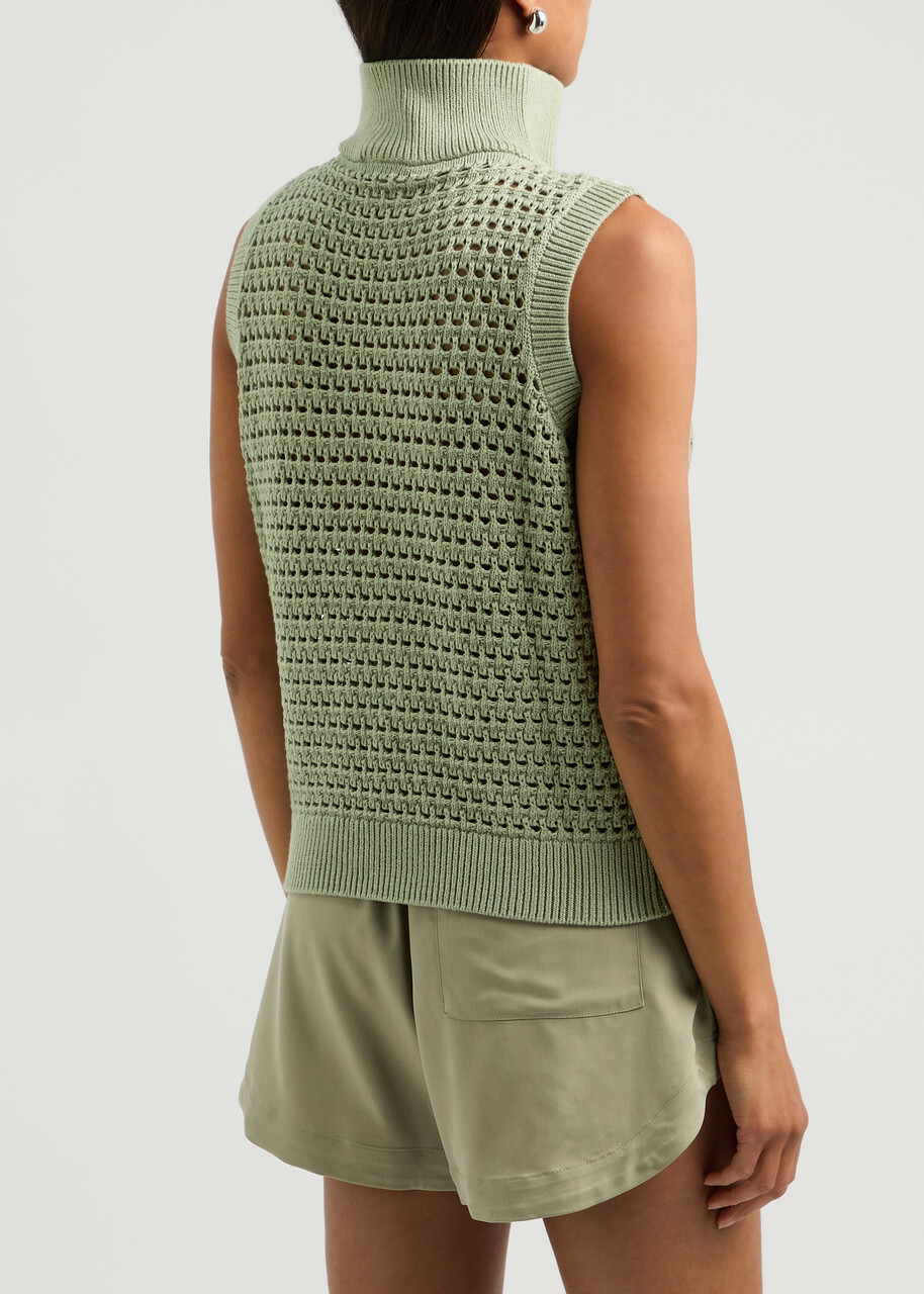 Varley Bains Open-knit Cotton Vest Khaki Varley