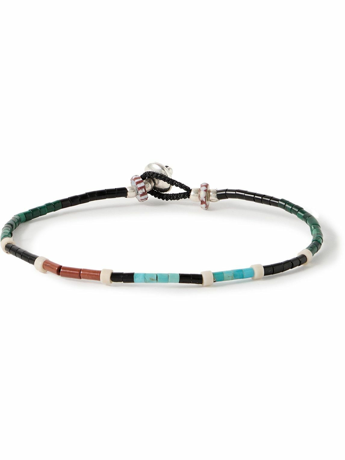 Mikia - Silver Multi-Stone Beaded Bracelet - Black Mikia