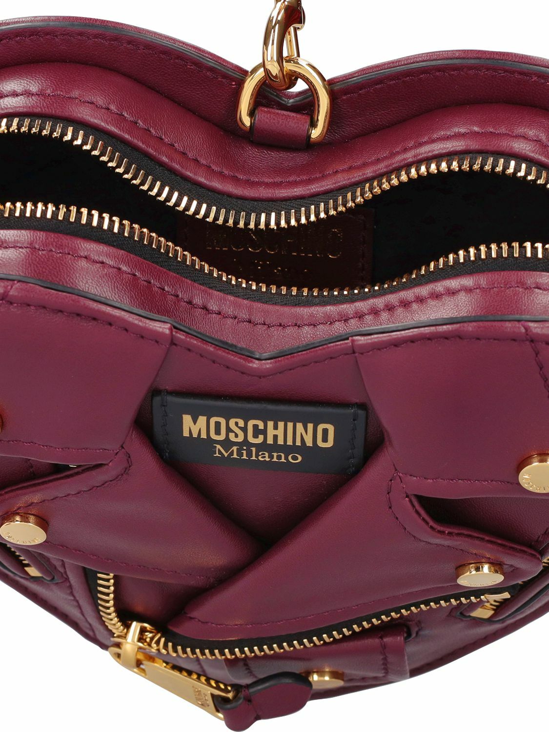 MOSCHINO - Biker Heart Leather Clutch Moschino