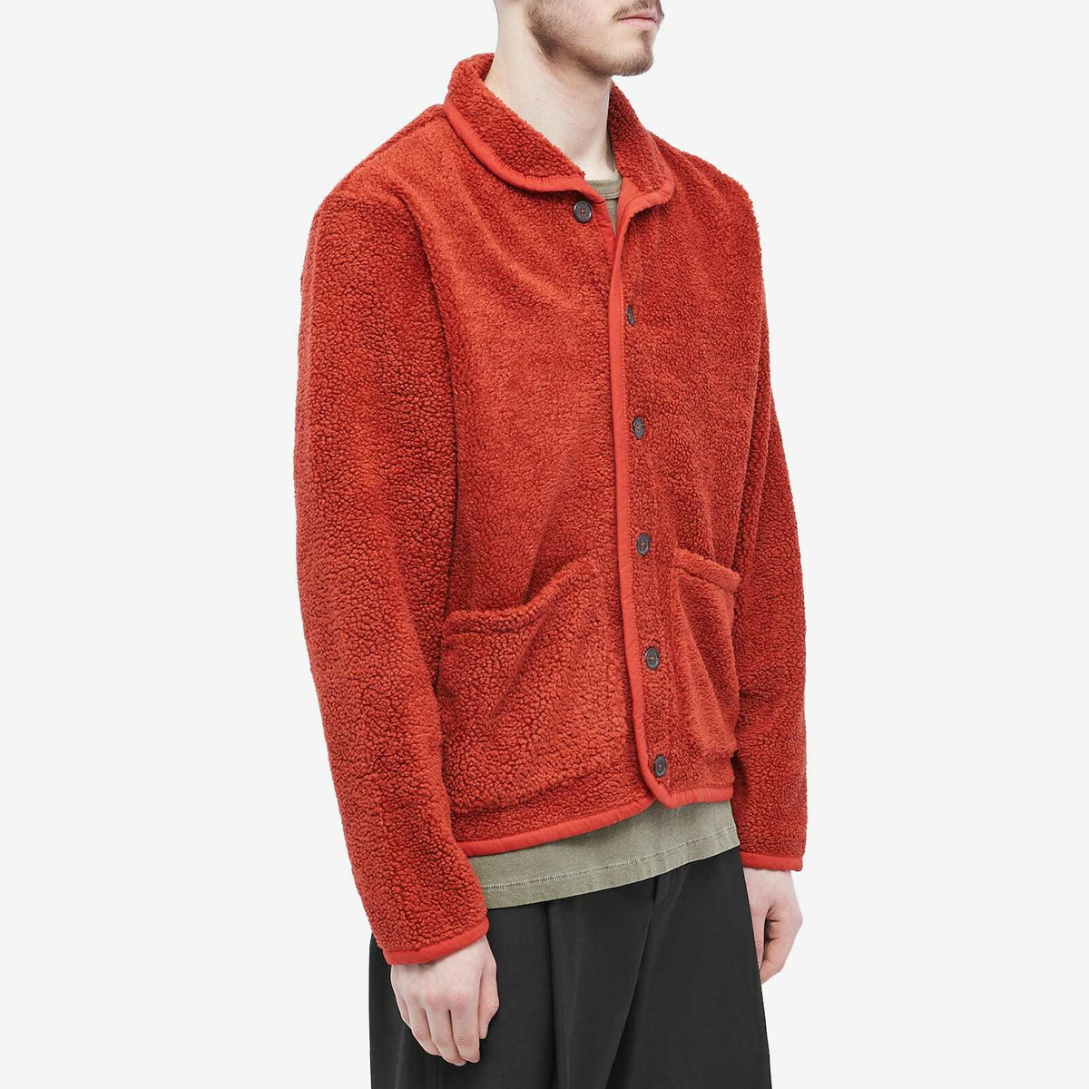 Universal Works Men's Lancaster Mountain Fleece Jacket in Rust ...