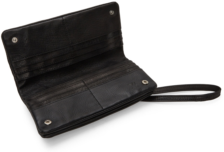 Y's Black Leather Puffed Clasp Shoulder Bag Ys