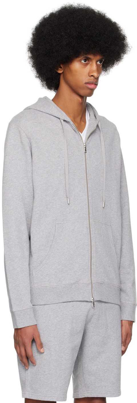 Sunspel Gray Zip-Up Hoodie Sunspel