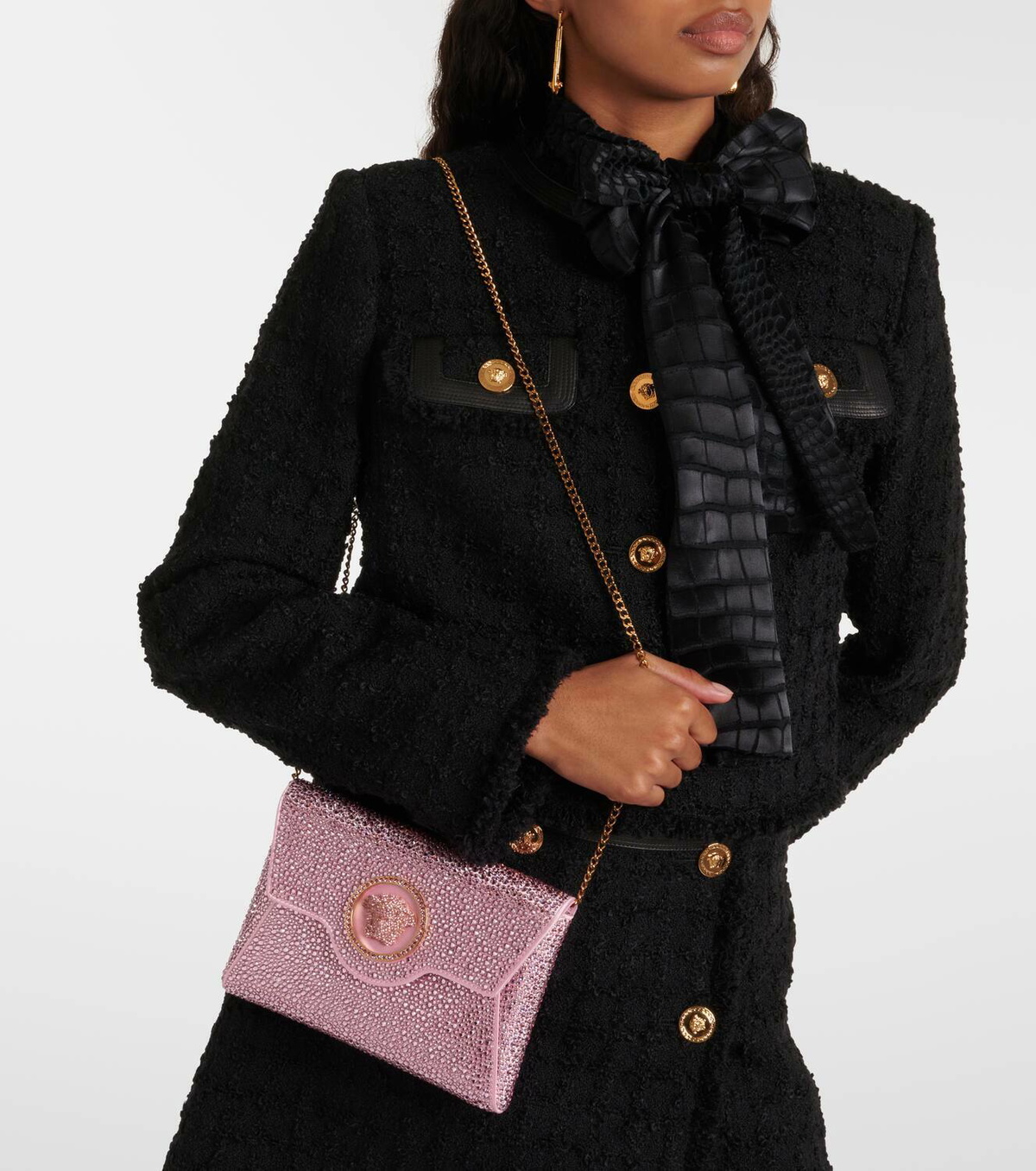 Versace La Medusa embellished satin clutch Versace
