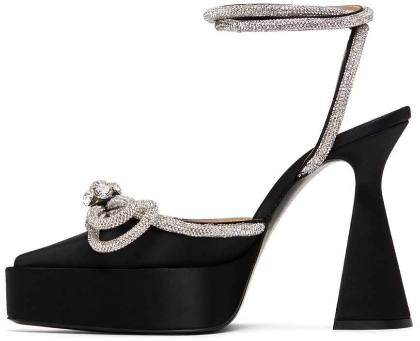 MACH & MACH Black Double Bow Platform Heels MACH & MACH