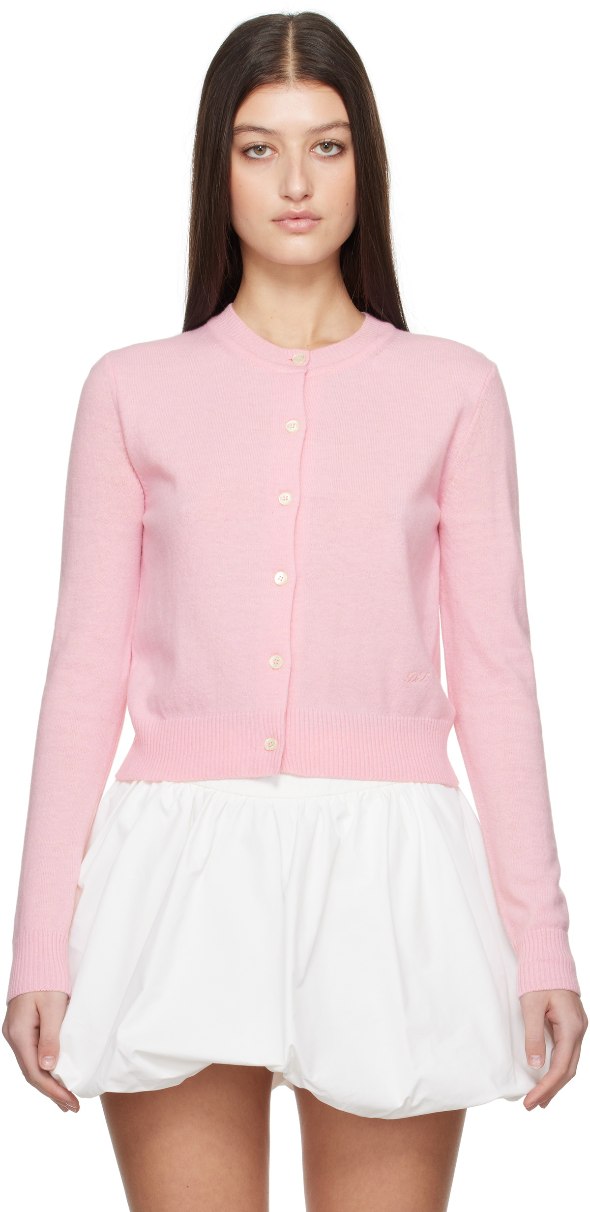 Dunst Pink Essential Crewneck Knit Cardigan Dunst