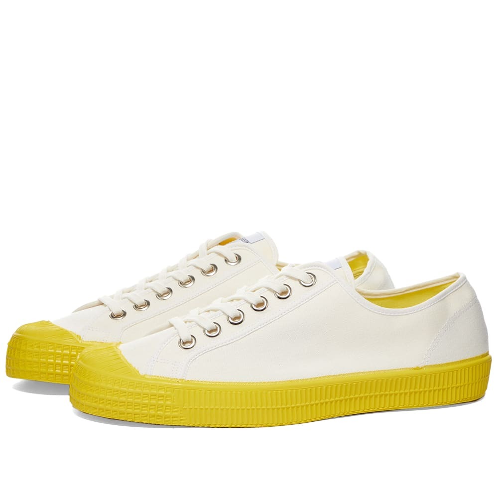 Novesta Star Master Colour Sole Sneakers in White/Yellow Novesta