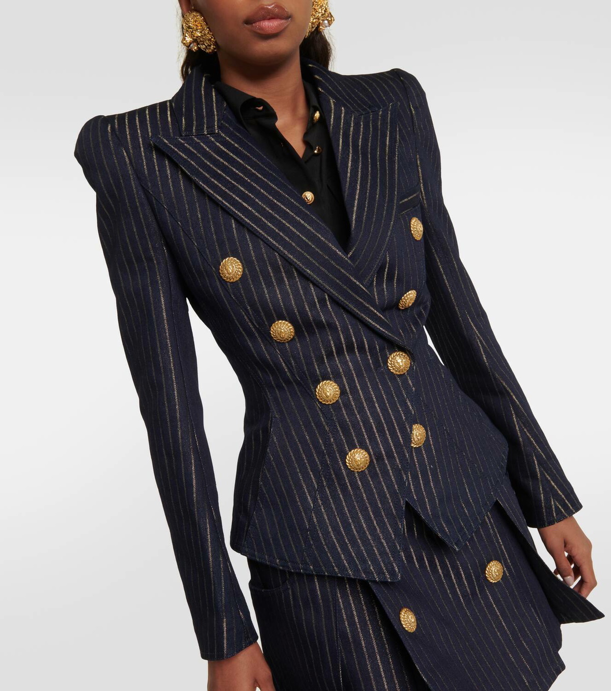 Balmain Lurex® pinstripe denim blazer Balmain