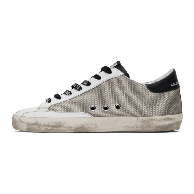 Golden Goose Silver and White Mesh Superstar Sneakers Golden Goose ...