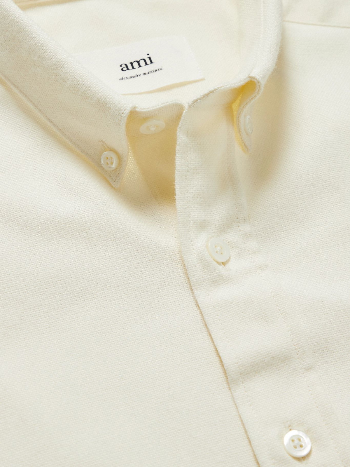 AMI PARIS - Button-Down Collar Logo-Embroidered Cotton Oxford Shirt ...