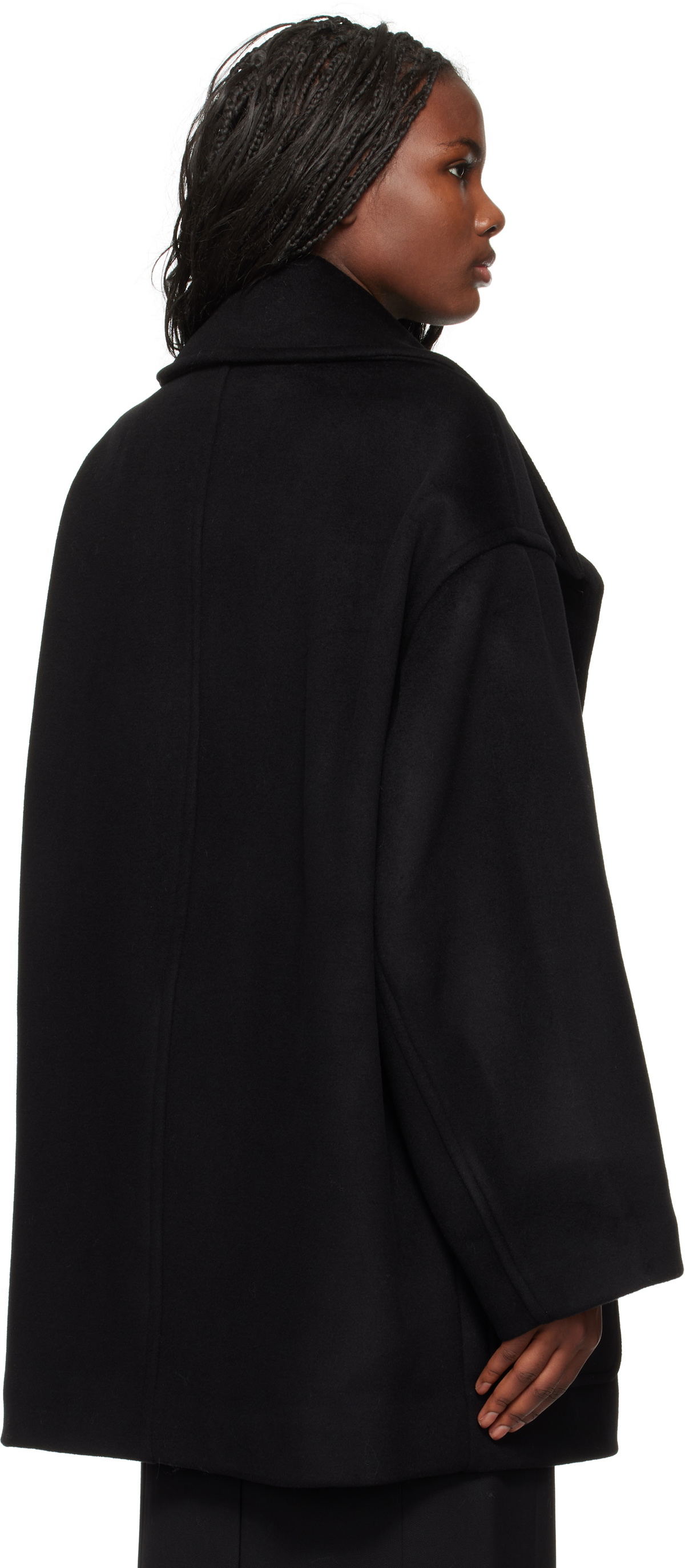 The Frankie Shop Black Marian Oversized Peacoat The Frankie Shop