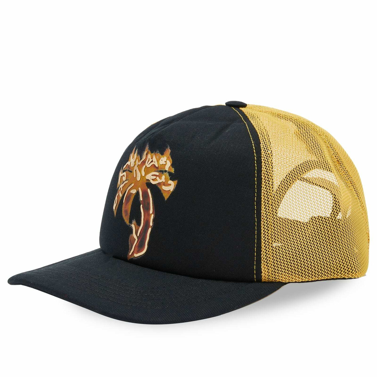 Palm Angels Men's Burning Palm Cap in Black Palm Angels