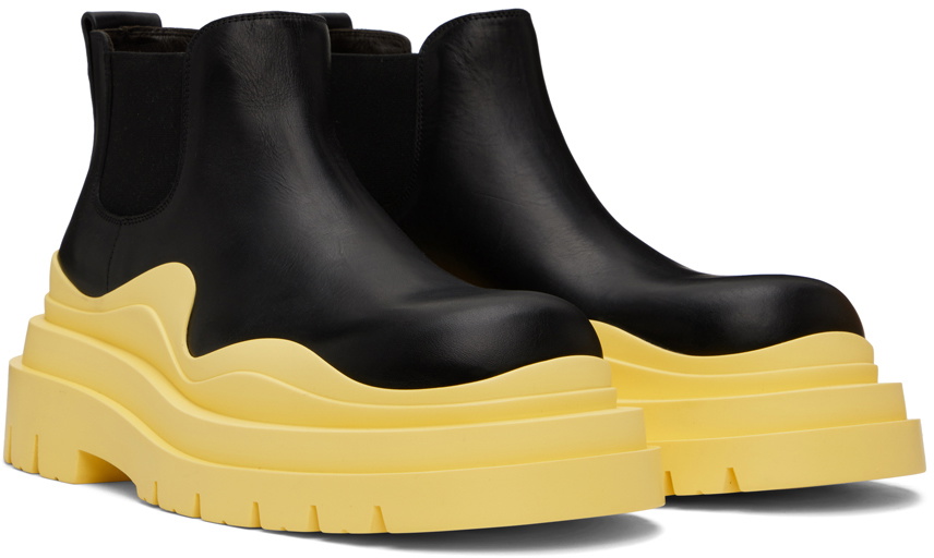 Bottega Veneta Black & Yellow Tire Chelsea Boots Bottega Veneta