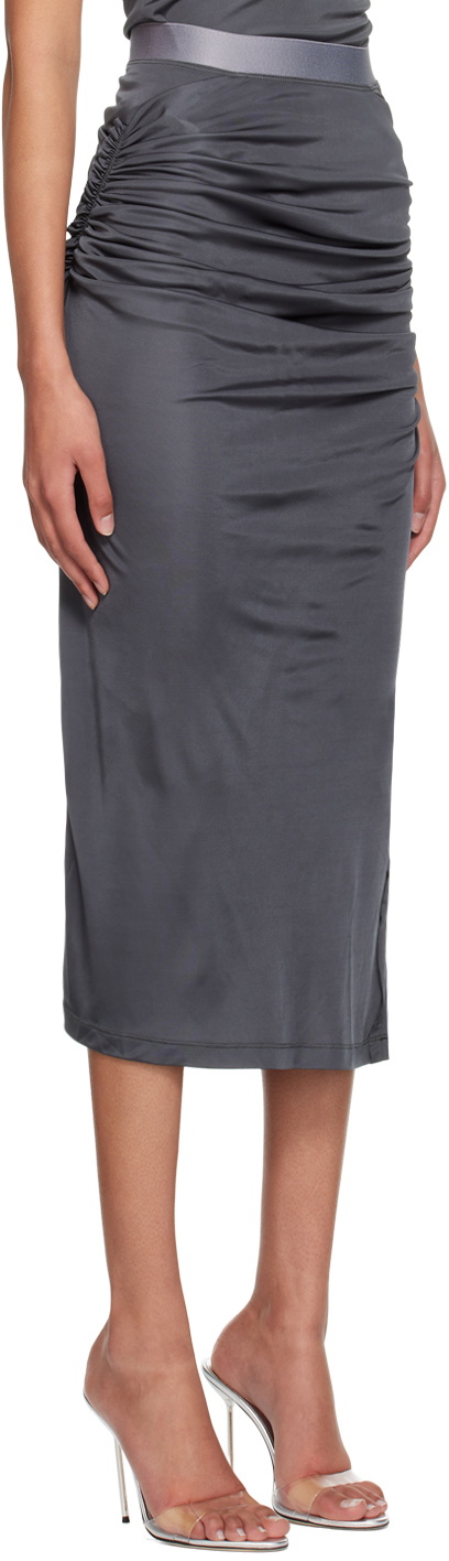 Atlein Gray Ruffled Maxi Skirt Atlein
