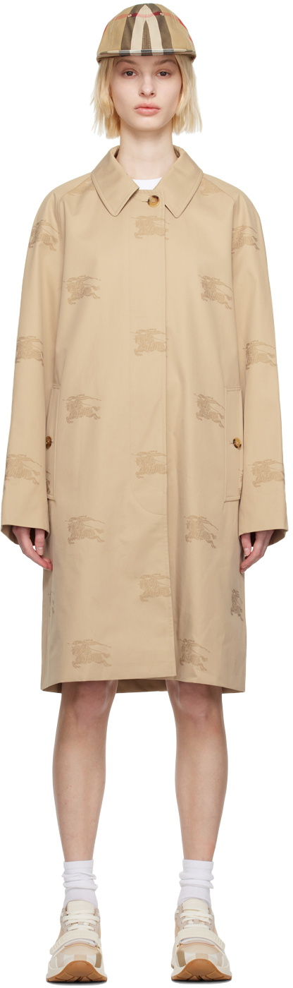 Burberry Beige Equestrian Knight Trench Coat Burberry