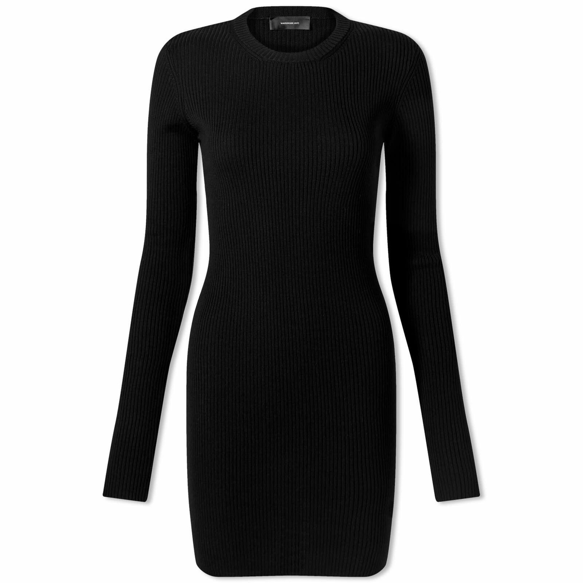 Wardrobe.nyc Women's Long Sleeve Ribbed Dress in Black WARDROBE.NYC