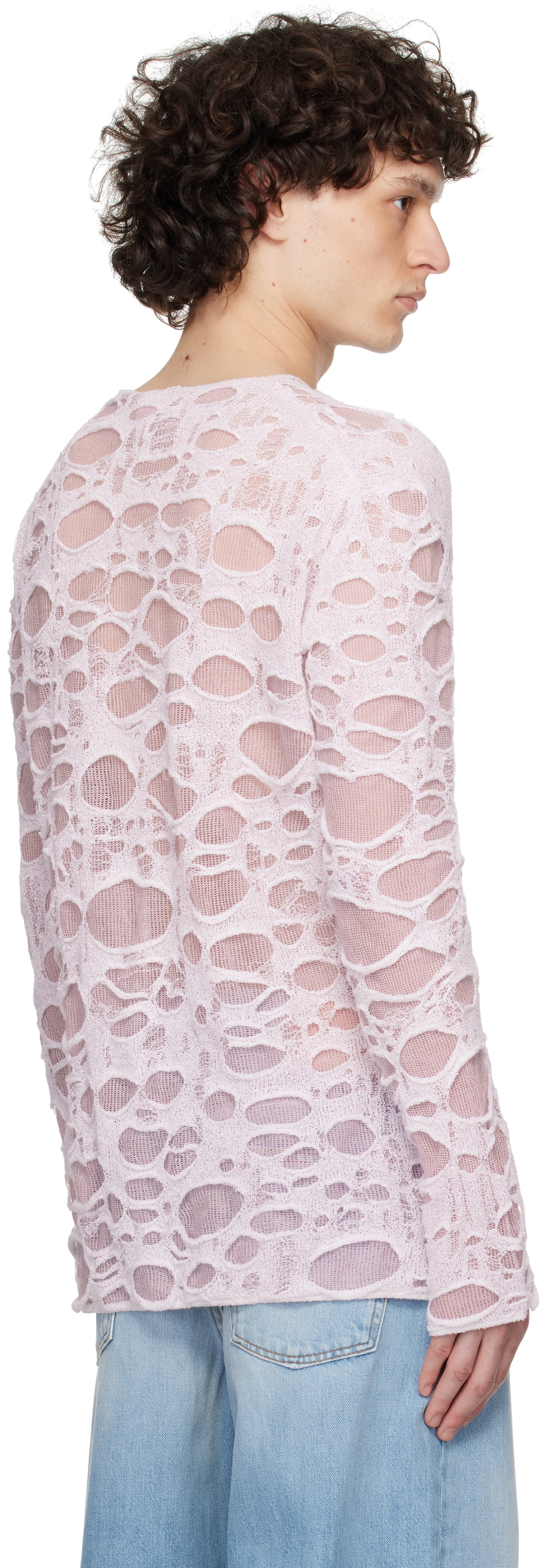 Acne Studios Pink & White Layered Knitted Sweater Acne Studios