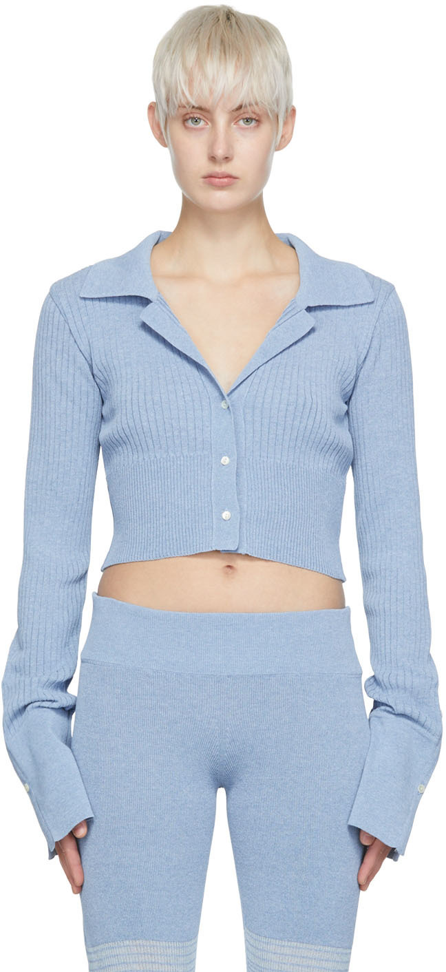 determ; Blue Polyester Cardigan