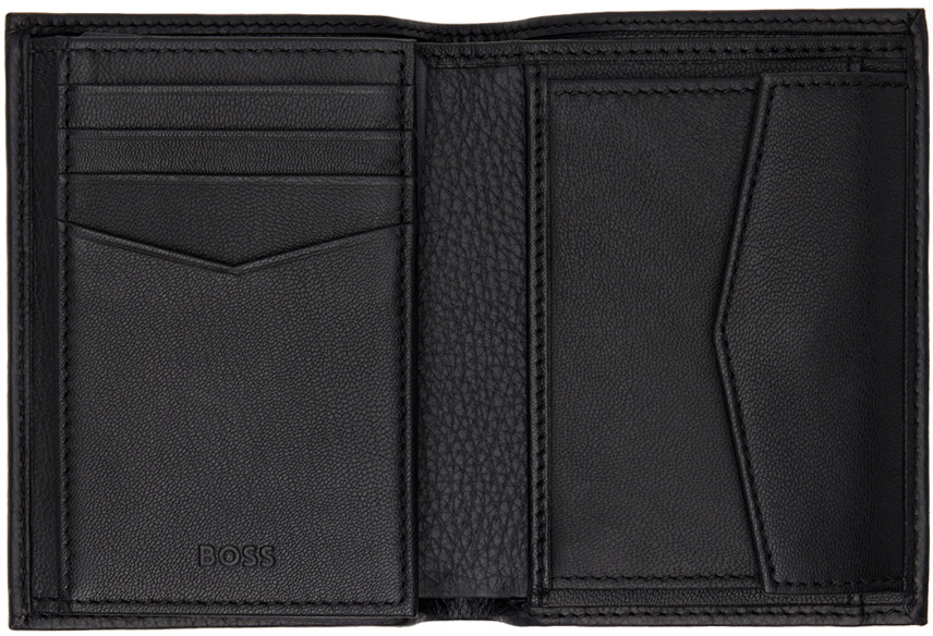 BOSS Black Grained Leather Logo Lettering Wallet BOSS