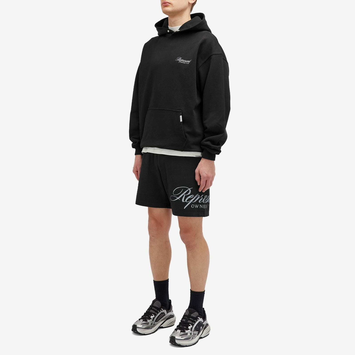 Represent Men's Owners Club Script Mesh Shorts in Black Represent
