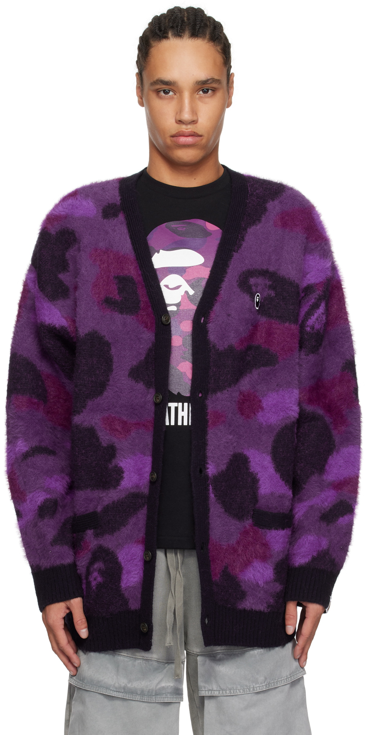 BAPE Purple Color Camo Cardigan A Bathing Ape