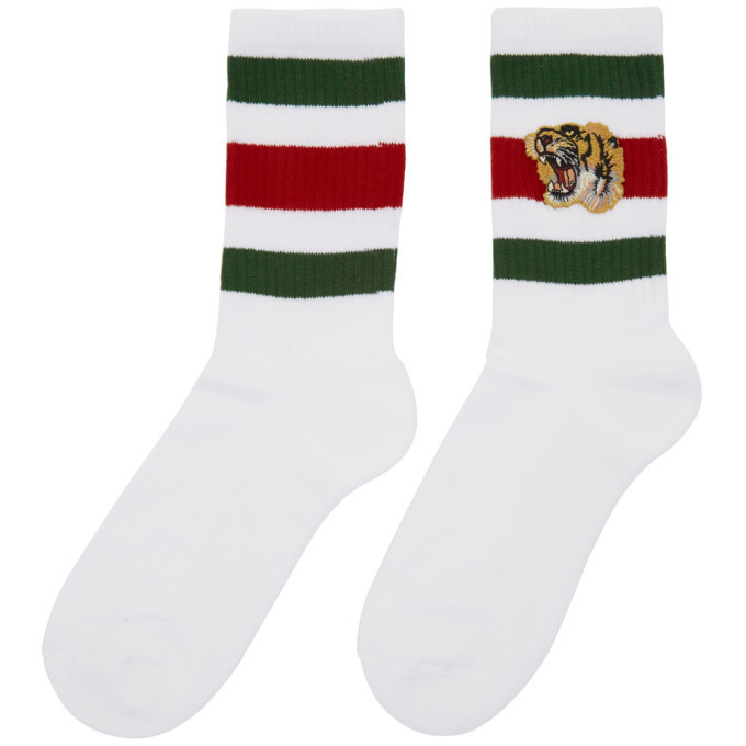 Gucci White Striped Tiger Socks Gucci