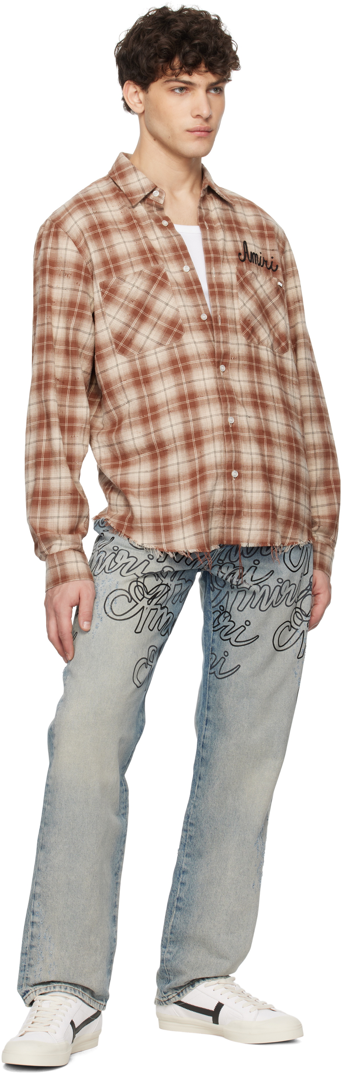 AMIRI Blue Overlay Printed 'Amiri' Script Jeans Amiri