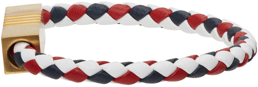 Thom Browne White & Gold Braided Cord Bracelet Thom Browne