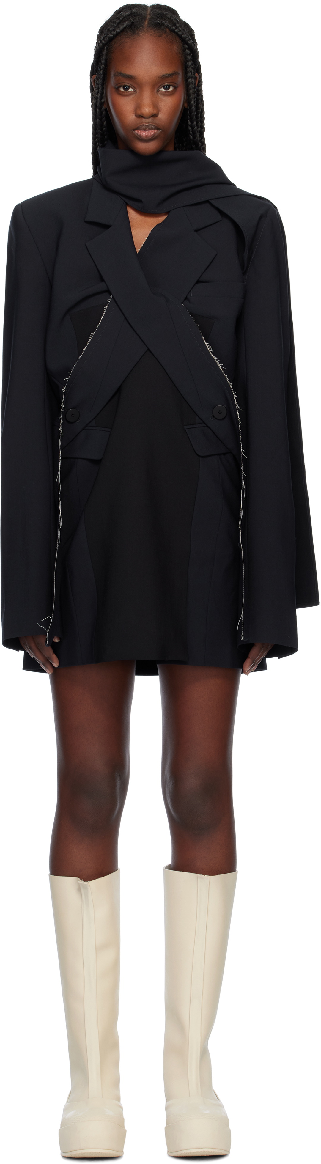 Ottolinger Black & Navy Drape Suit Minidress Ottolinger