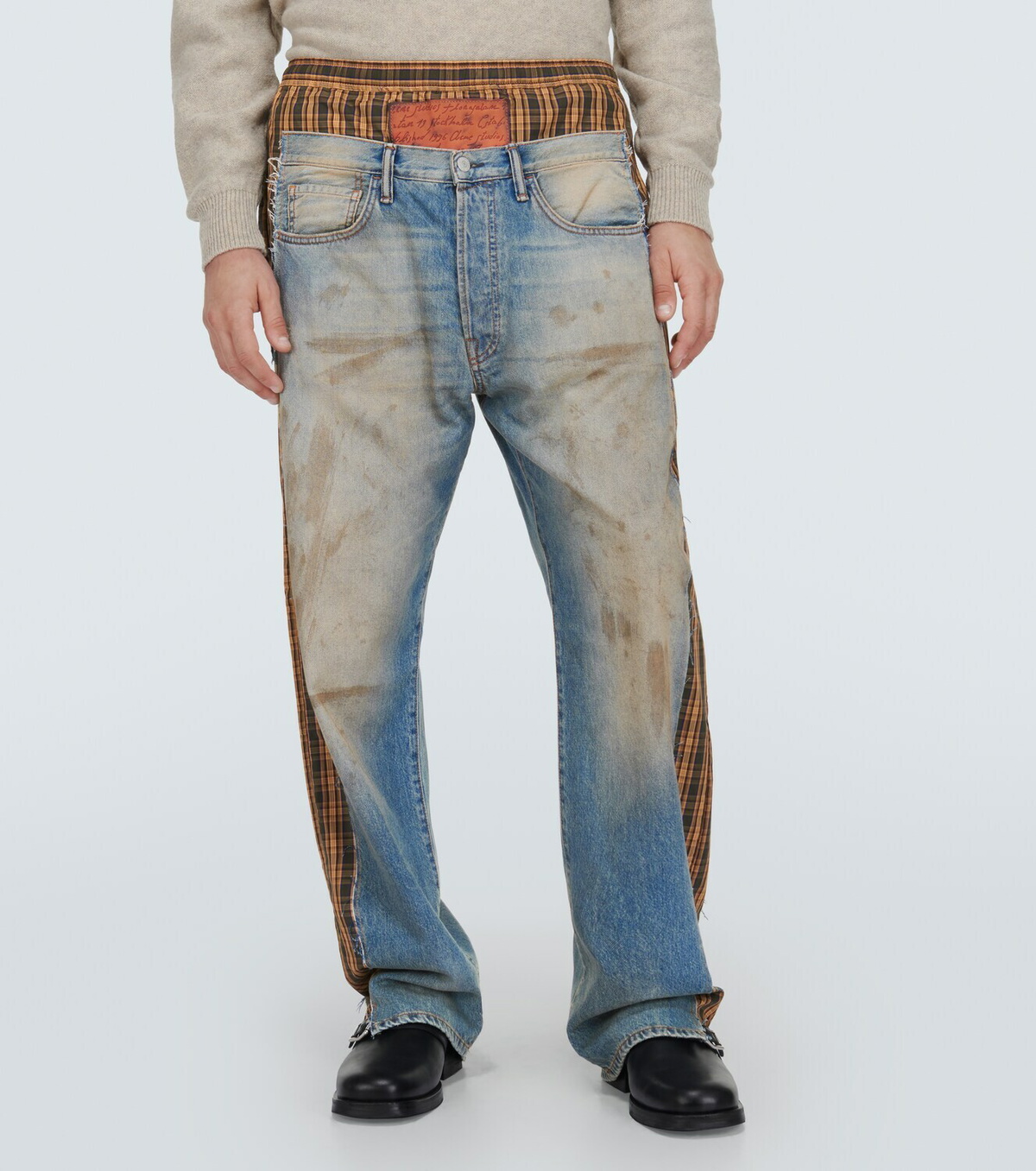 Acne Studios Deconstructed checked jeans Acne Studios