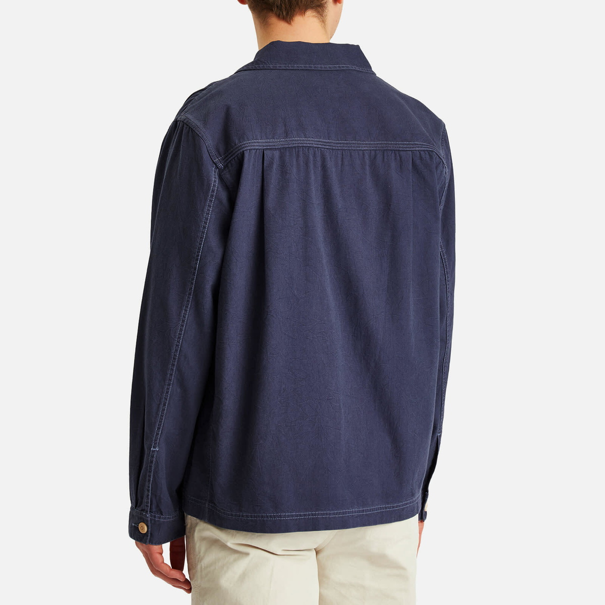 Folk Men's Lunar Jacket in Ink Blue Crinkle Canvas Folk