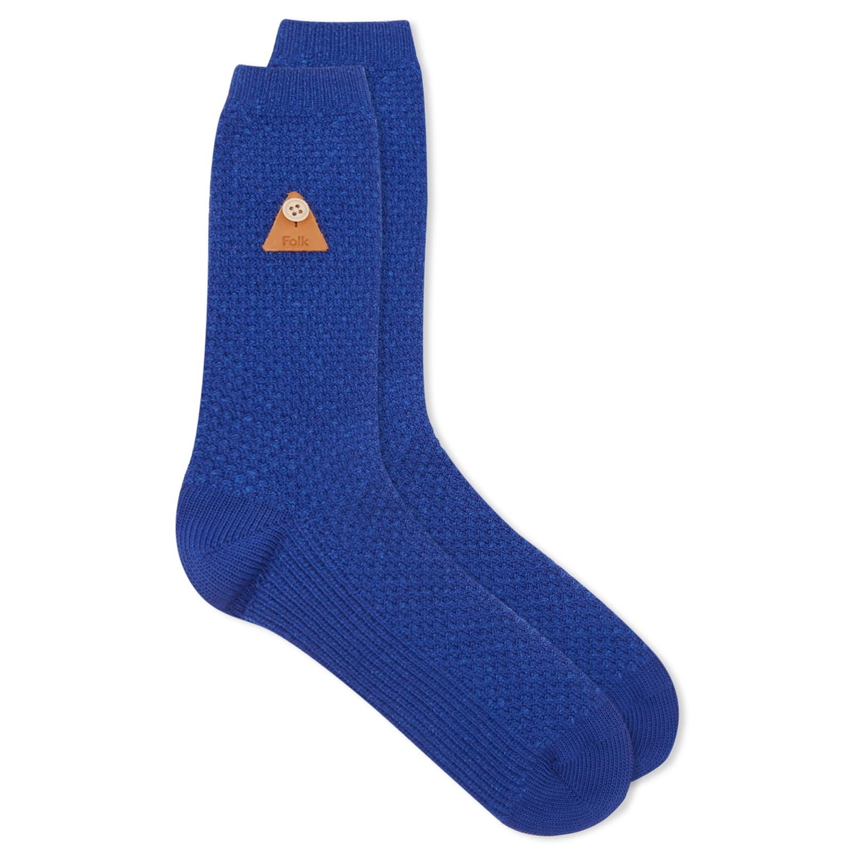 Folk Men's Waffle Sock in Deep Blue Folk
