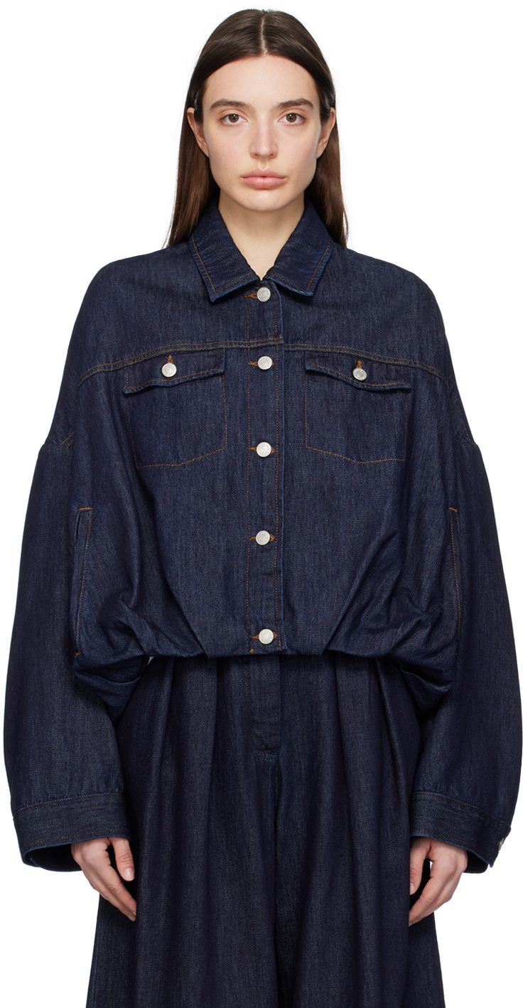Dries Van Noten Indigo Gathered Denim Jacket Dries Van Noten