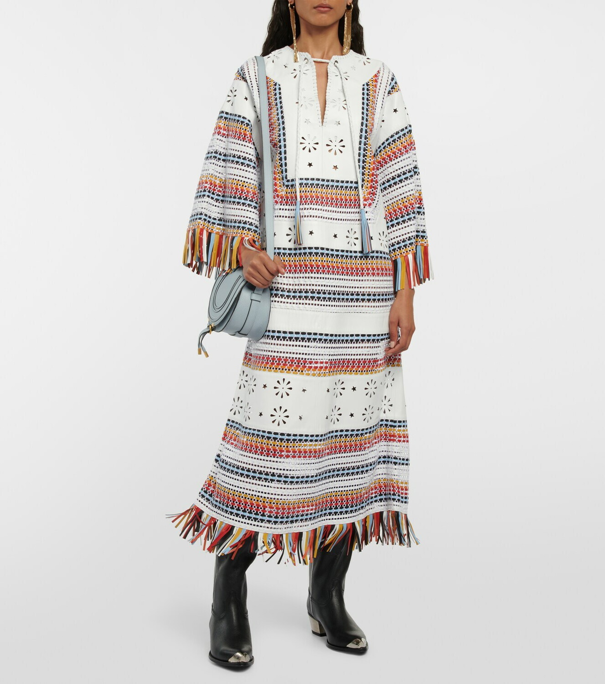Dodo Bar Or Broderie Anglaise leather midi dress Dodo Bar Or