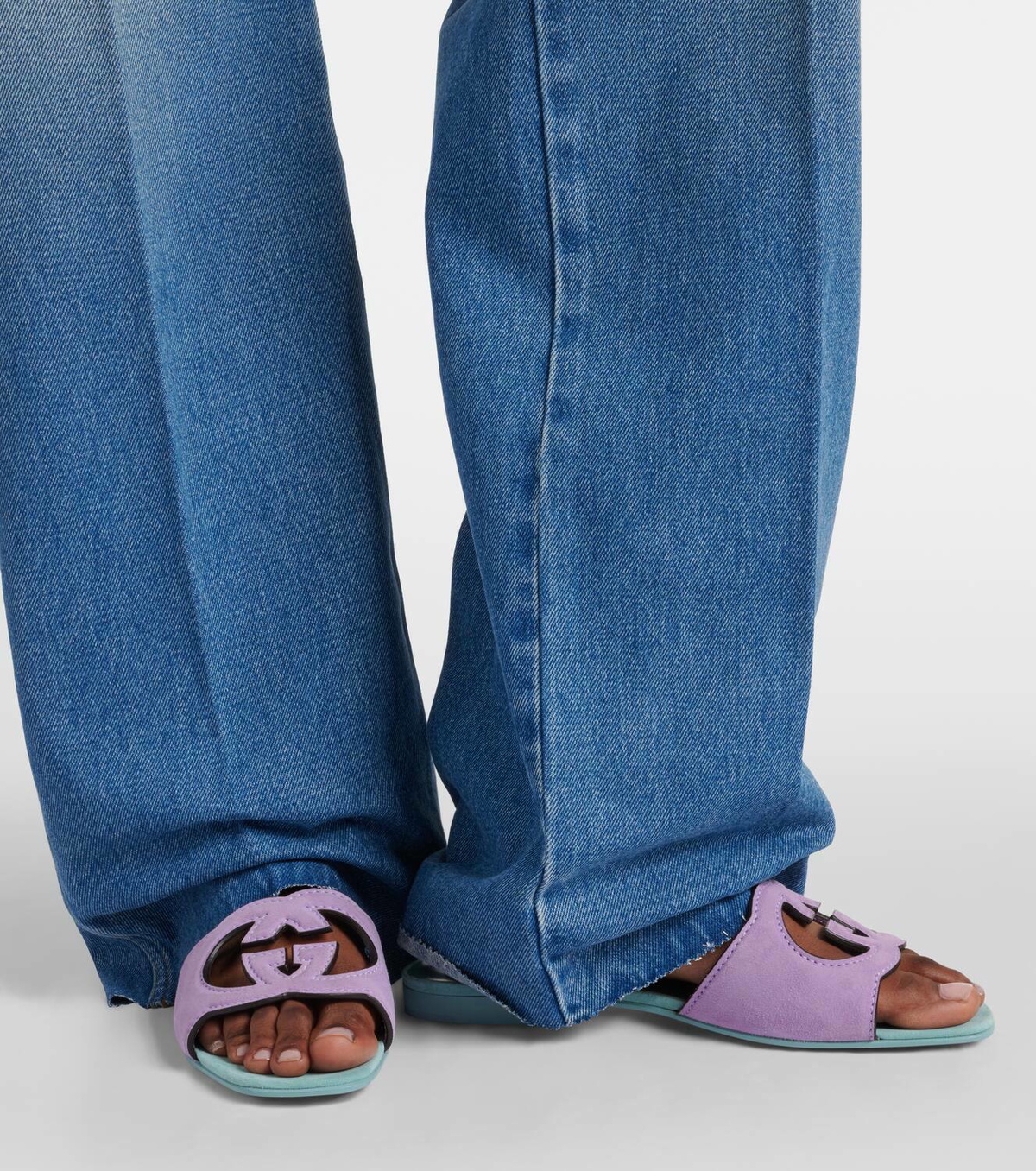 Gucci Interlocking G cutout suede slides Gucci