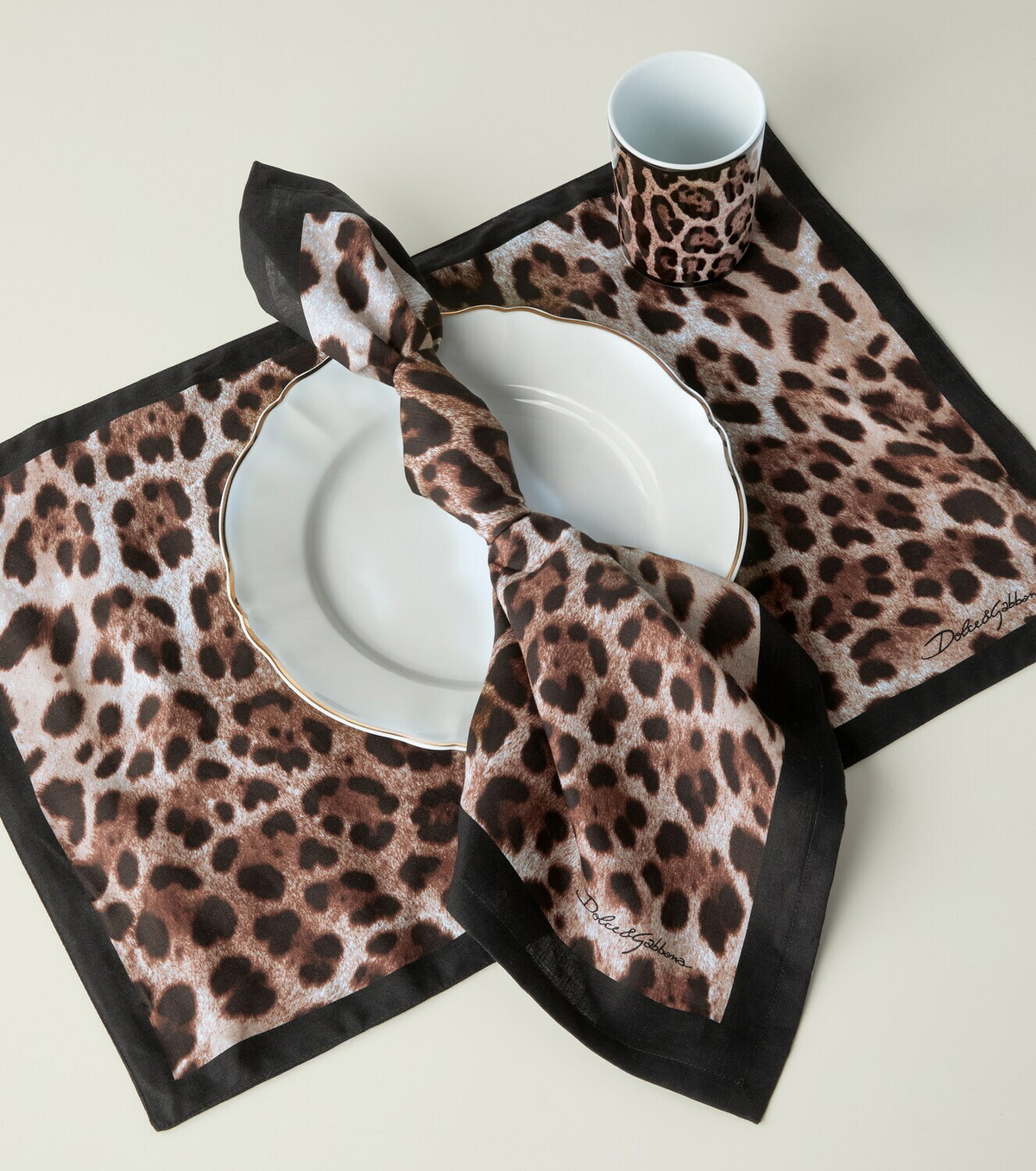 Dolce&Gabbana Casa - Leopardo linen placemat and napkin set Dolce & Gabbana