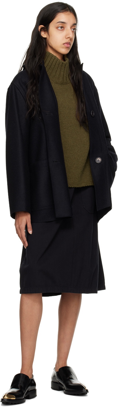 Margaret Howell Black Pull On Scout Midi Skirt Margaret Howell