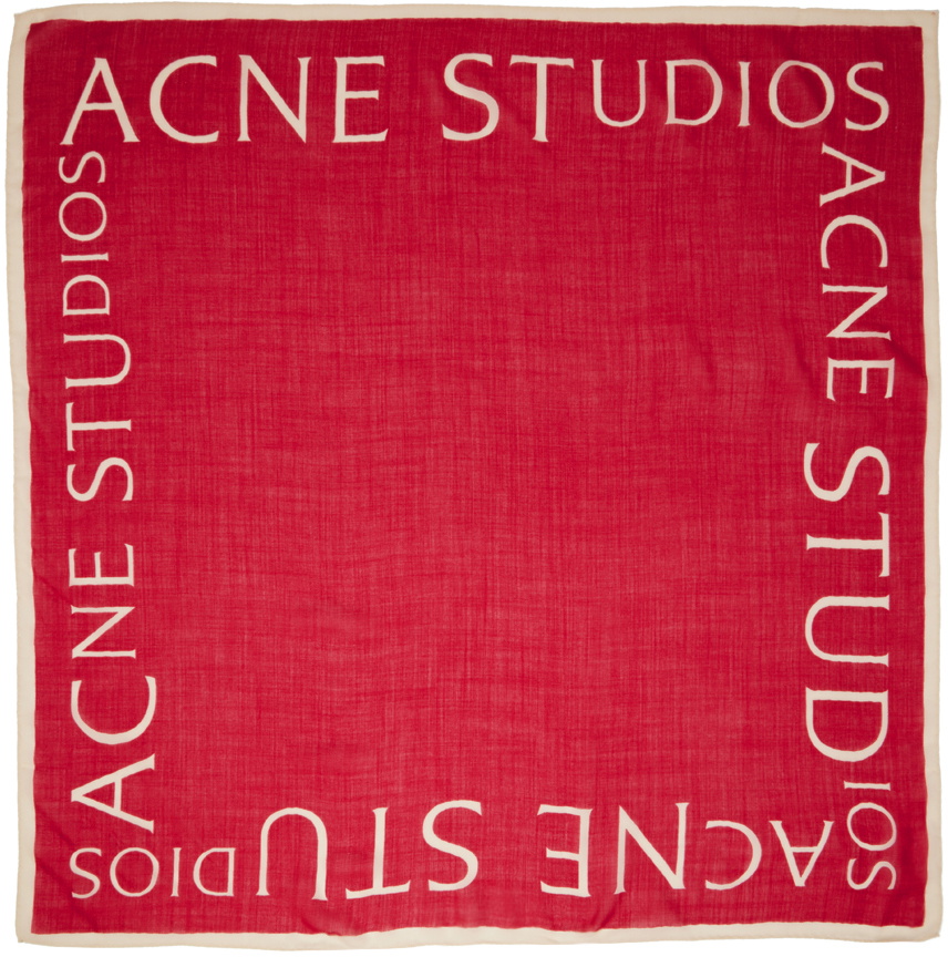 Acne Studios Red Logo Scarf Acne Studios